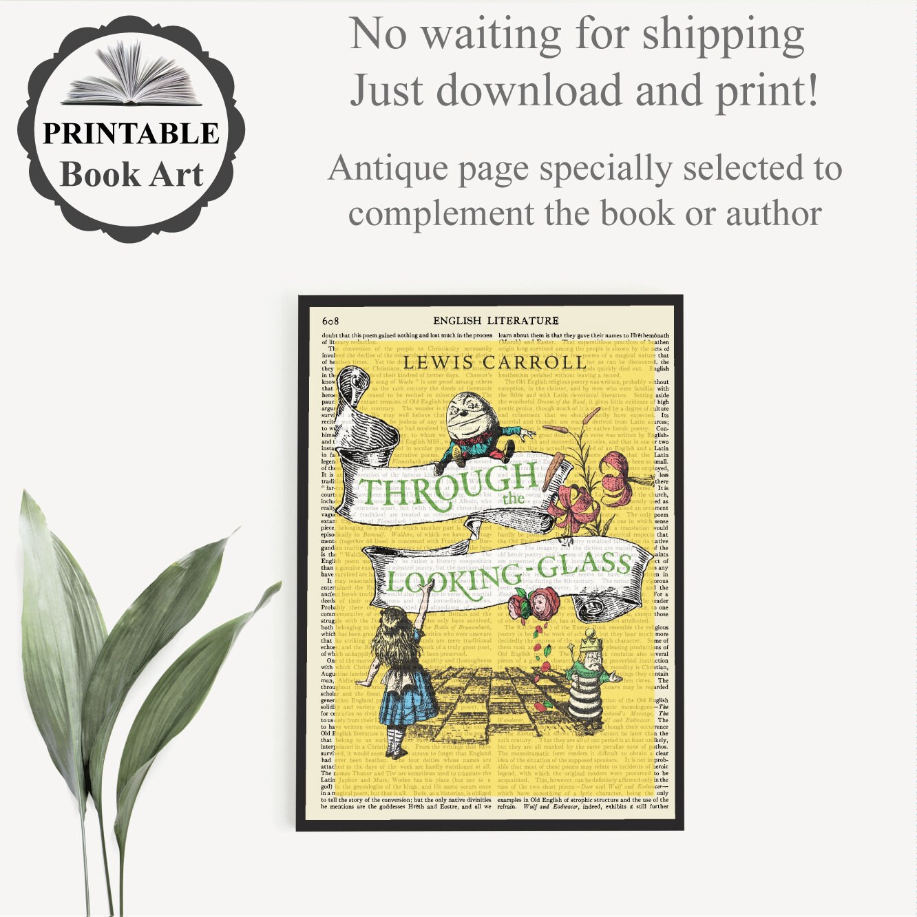 Printable 'through the Looking Glass' Book Cover Print | Etsy