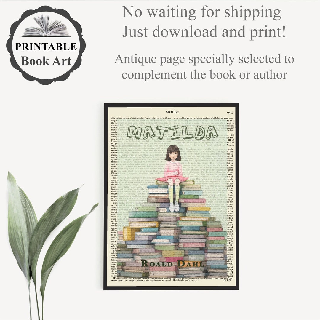 Printable 'matilda' Book Poster Print on Old Encyclopaedia Page, Roald ...