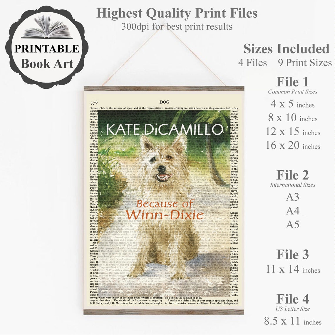 Printable 'because of Winn-dixie' Book Cover Poster - Etsy
