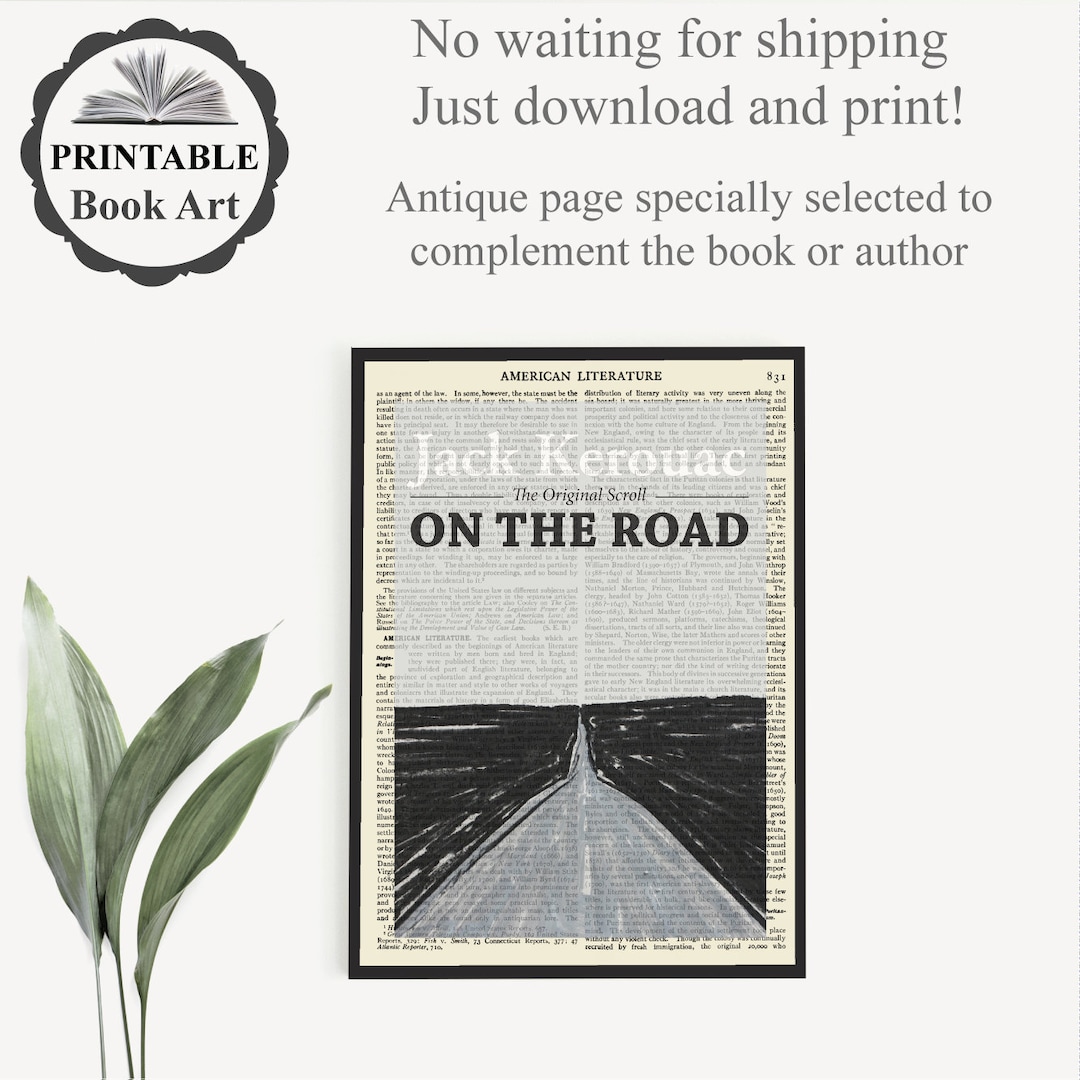 Printable 'on the Road' Book Cover Print, Vintage Jack Kerouac Poster ...