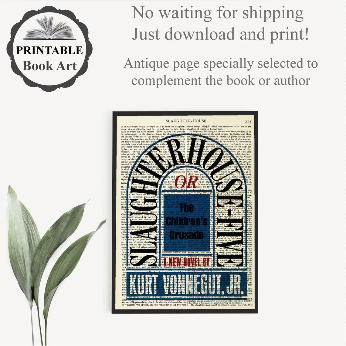 Slaughterhouse Five Printable Book Cover Art Kurt Vonnegut - Etsy