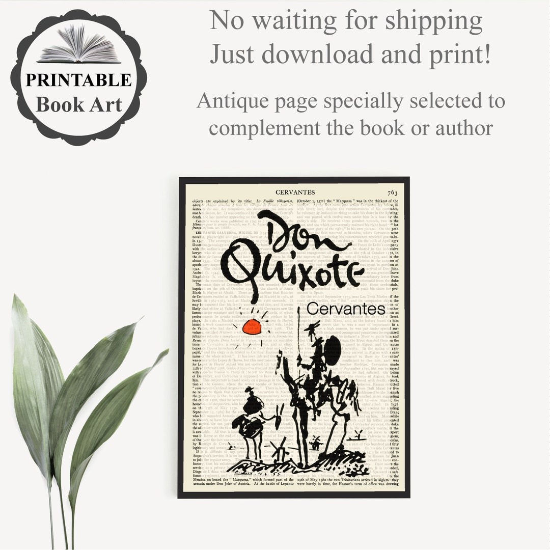 Printable Don Quixote Book Cover Page on Old Cervantes Encyclopedia ...