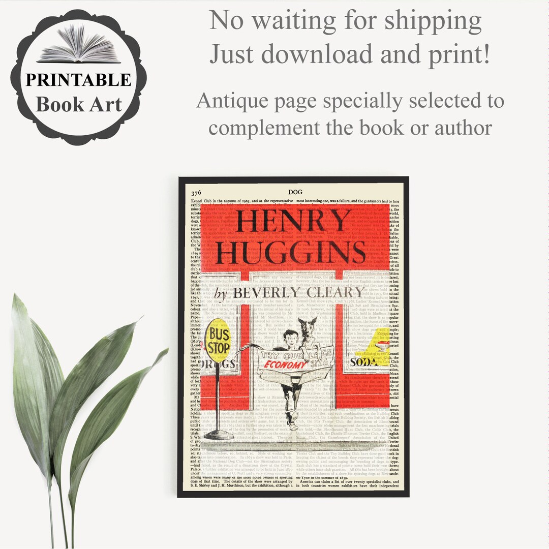 Printable 'henry Huggins' Book Cover Poster Print on Old Page ...
