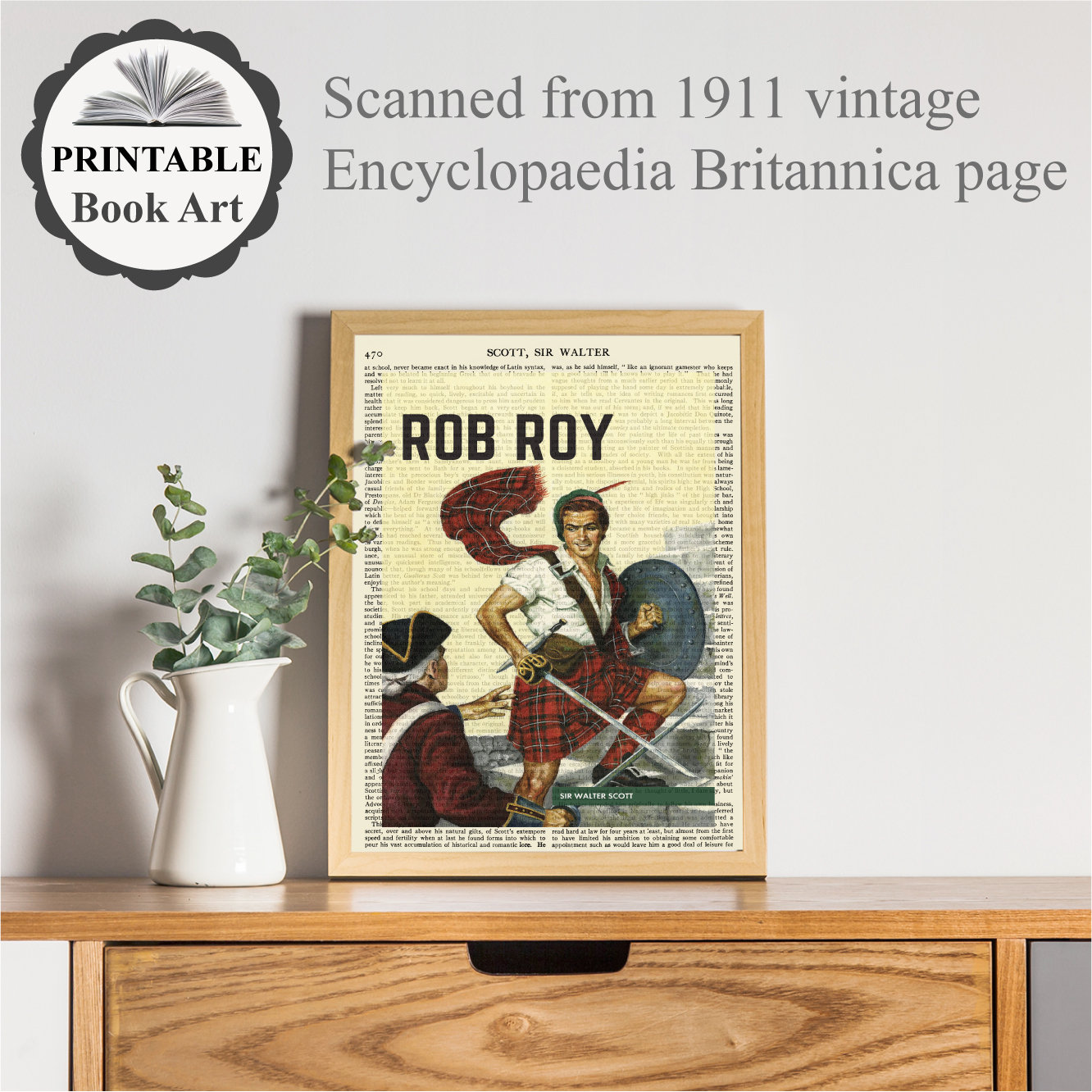 Printable 'rob Roy' Book Cover Art Print, Sir Walter Scott Poster ...