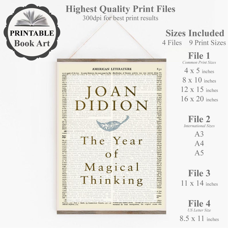 Printable 'The Year Of Magical Thinking' Book Cover | Etsy