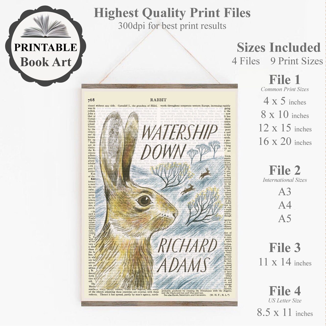 Printable 'watership Down' Print on Vintage Page - Etsy