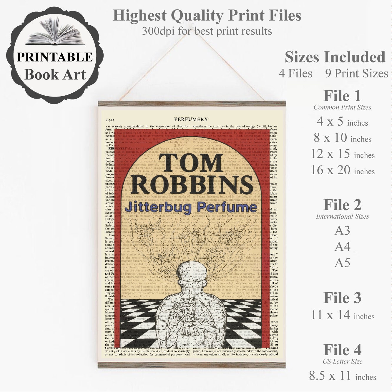 Printable 'jitterbug Perfume' Book Cover Art Literary - Etsy