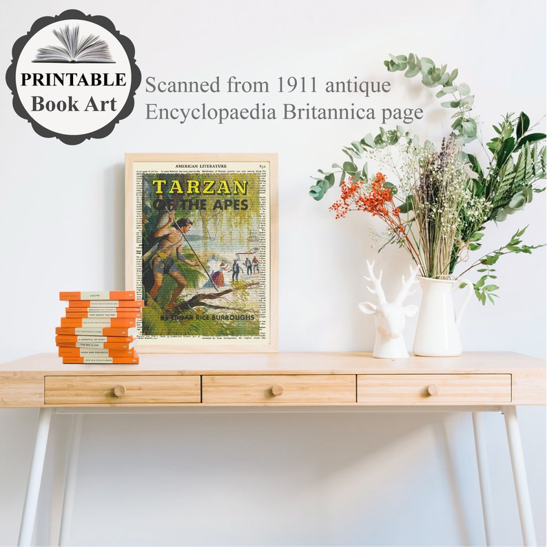 Printable 'tarzan of the Apes' Book Cover Print on Old Page, Tarzan ...