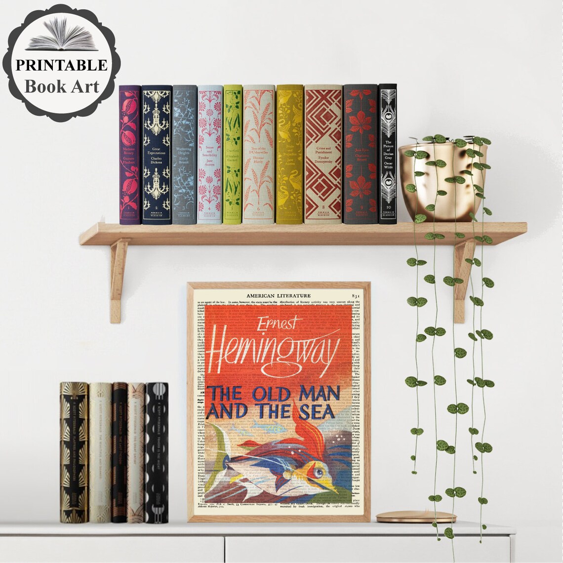 Printable Hemingway Book Cover Art Print 'the Old Man and the Sea' on ...