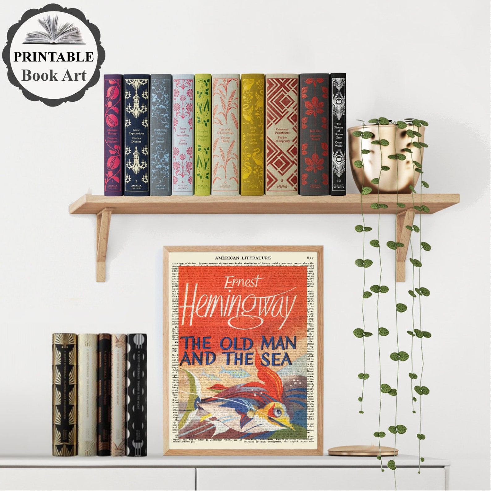 Printable Hemingway Book Cover Art Print 'the Old Man and the Sea' on ...