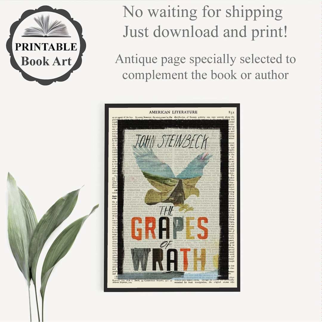 Printable 'the Grapes of Wrath' by John Steinbeck Book Cover Print on ...