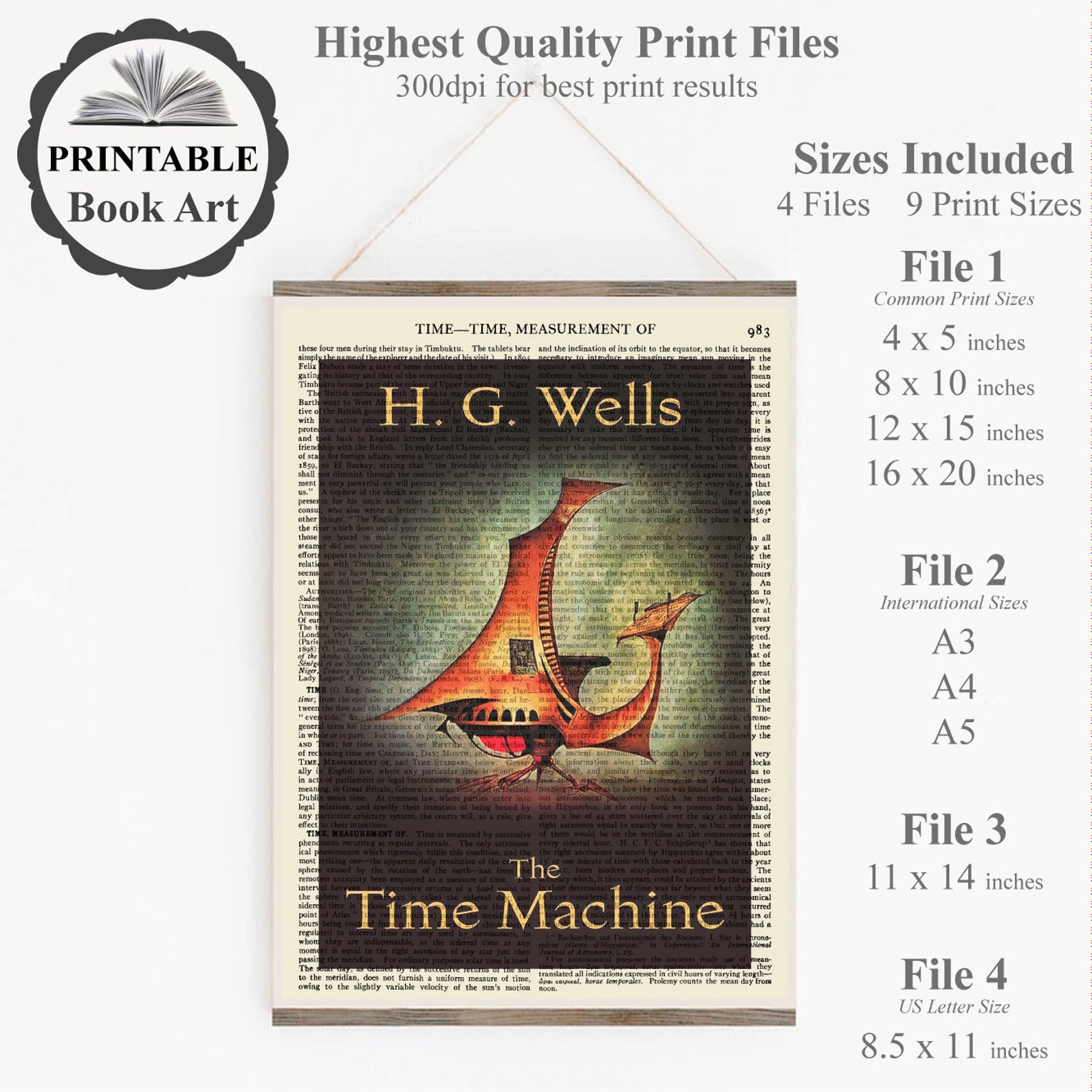 Printable 'the Time Machine' Book Cover Print Classic | Etsy
