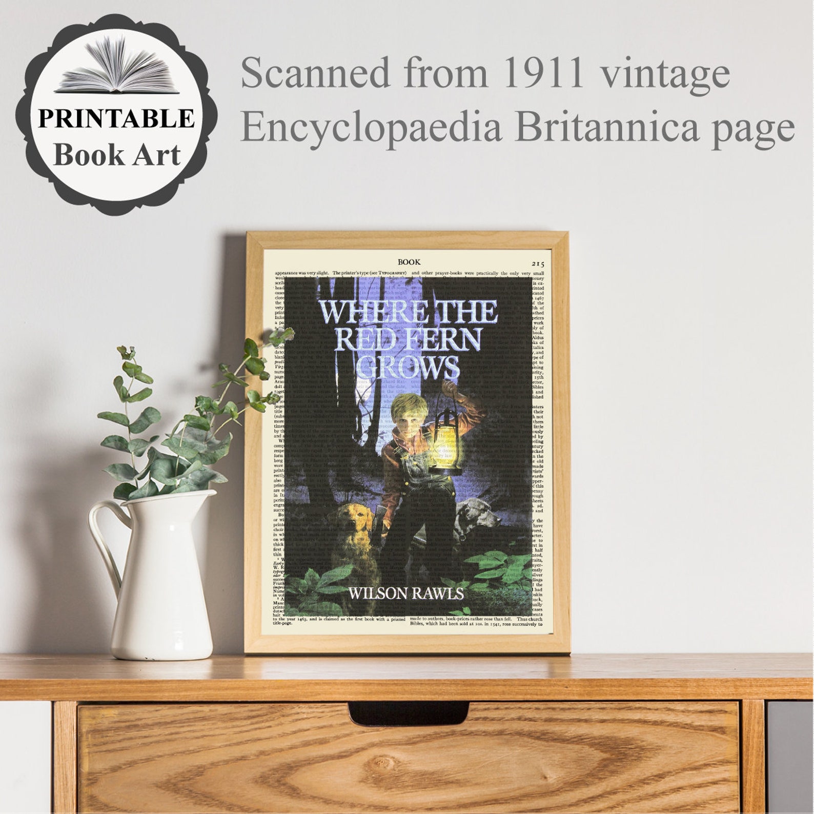 Printable 'where the Red Fern Grows' Book Cover Art Print, Bookish Gift ...