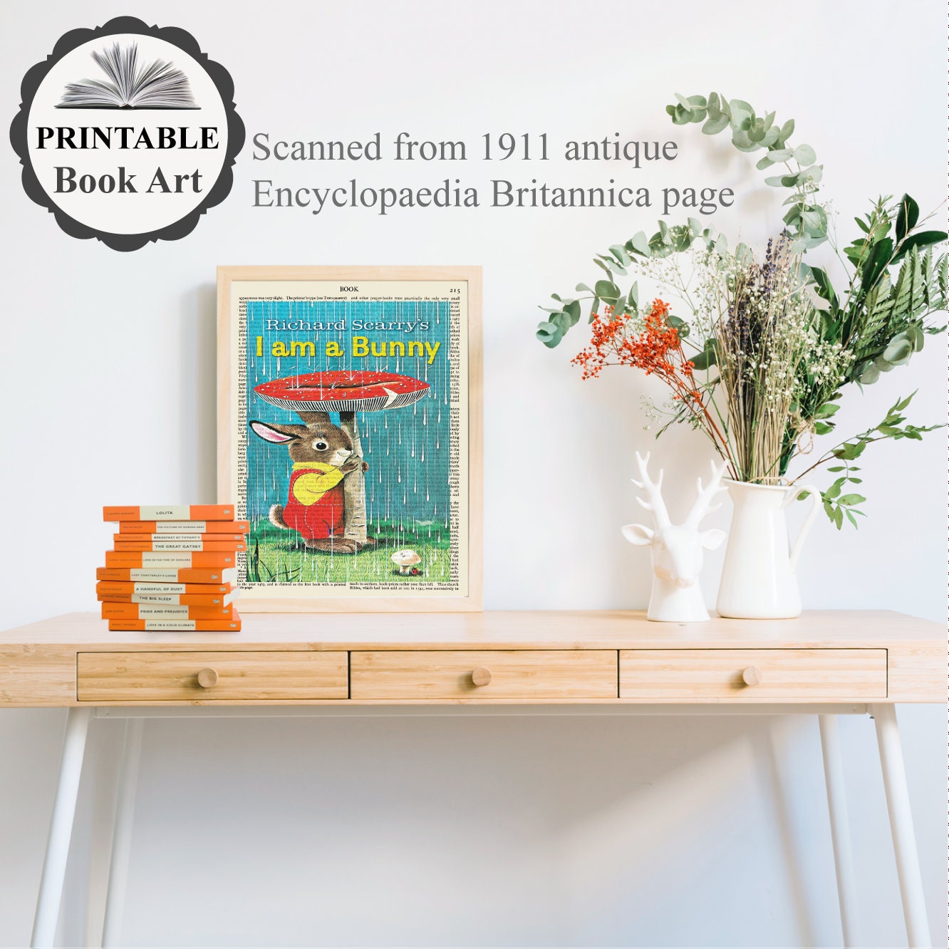 Printable 'I Am a Bunny' Book Cover Print on Old Page | Etsy