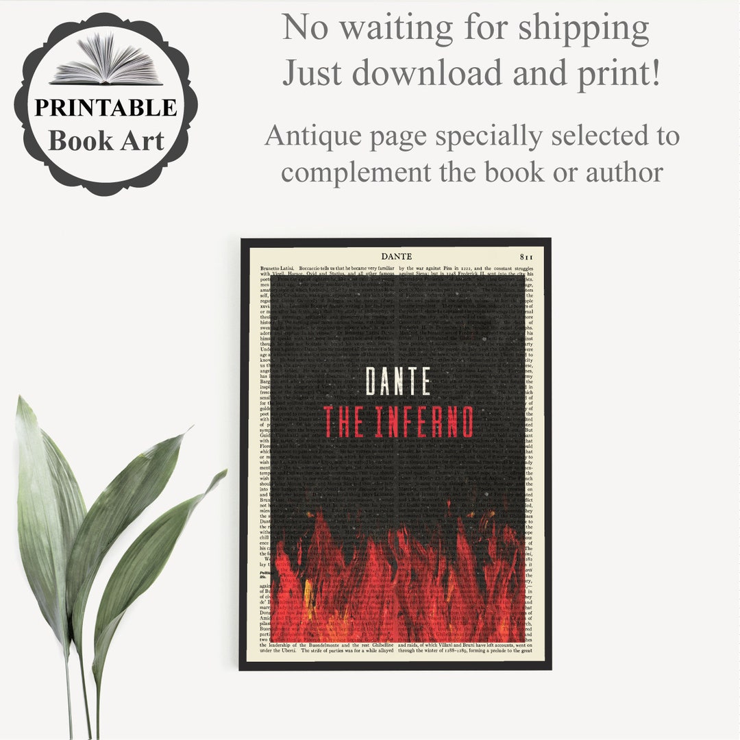 Printable Dante's Inferno Book Cover Poster Print, Dante Alighieri Wall ...
