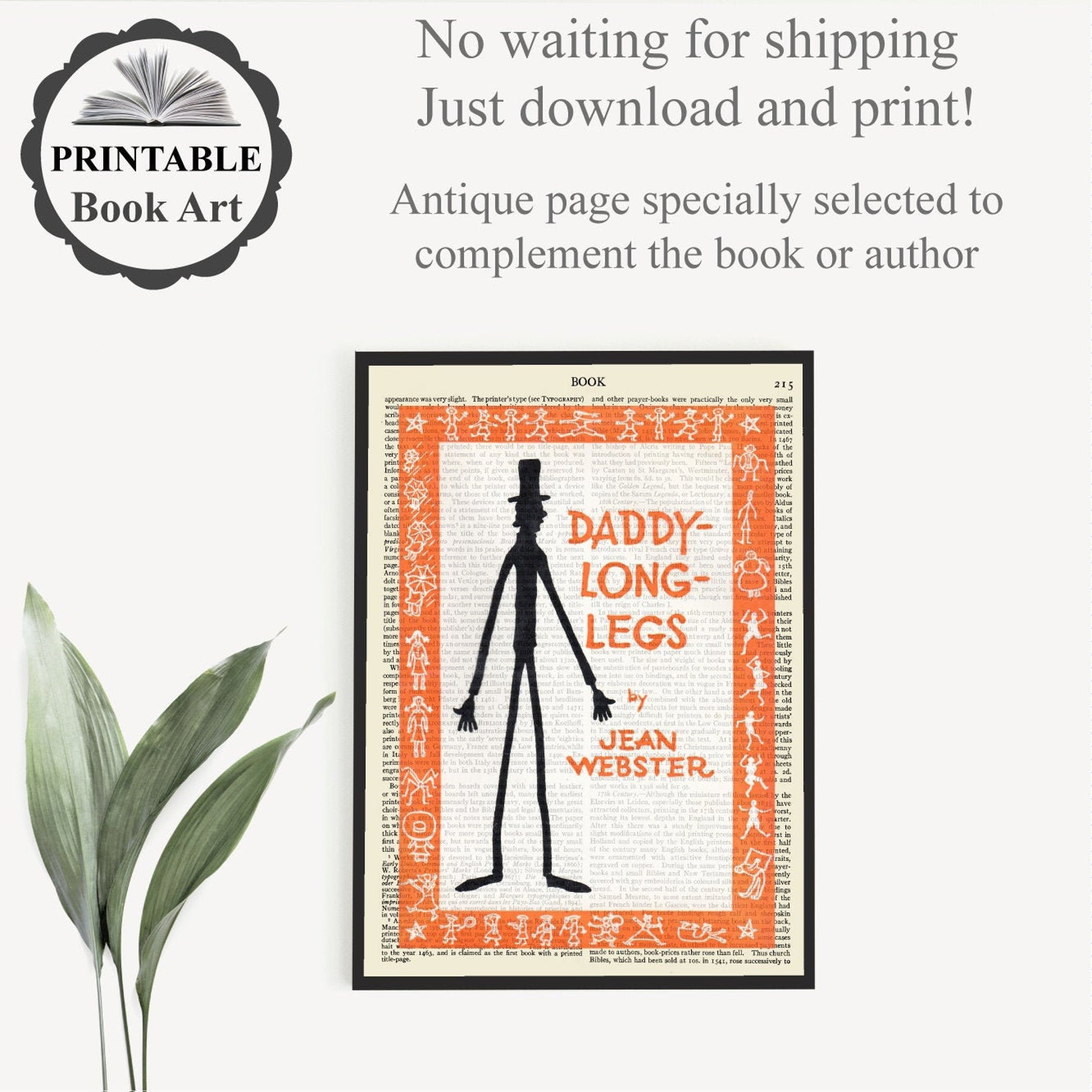 Printable 'daddy Long Legs' Book Poster Print on Old | Etsy