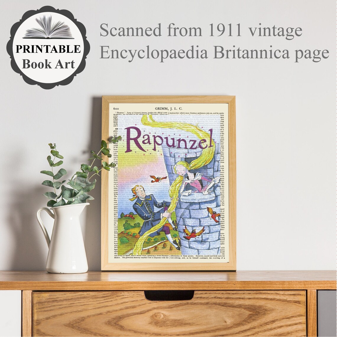 Printable 'rapunzel' Book Cover Art Print Kids Room - Etsy