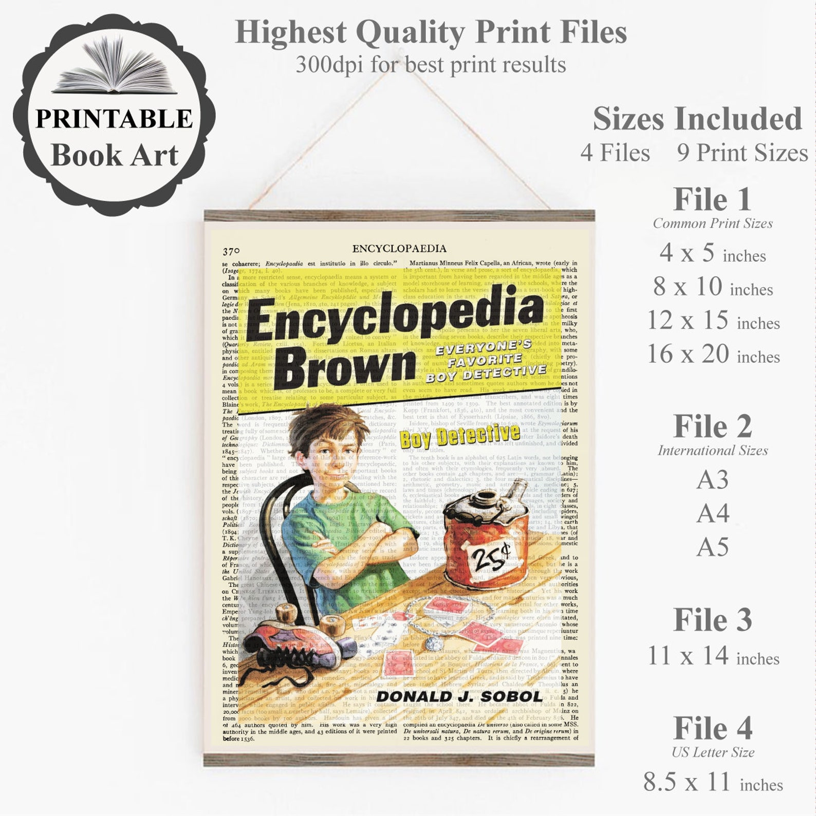 Printable 'encyclopedia Brown' Book Cover Poster on Vintage Page ...