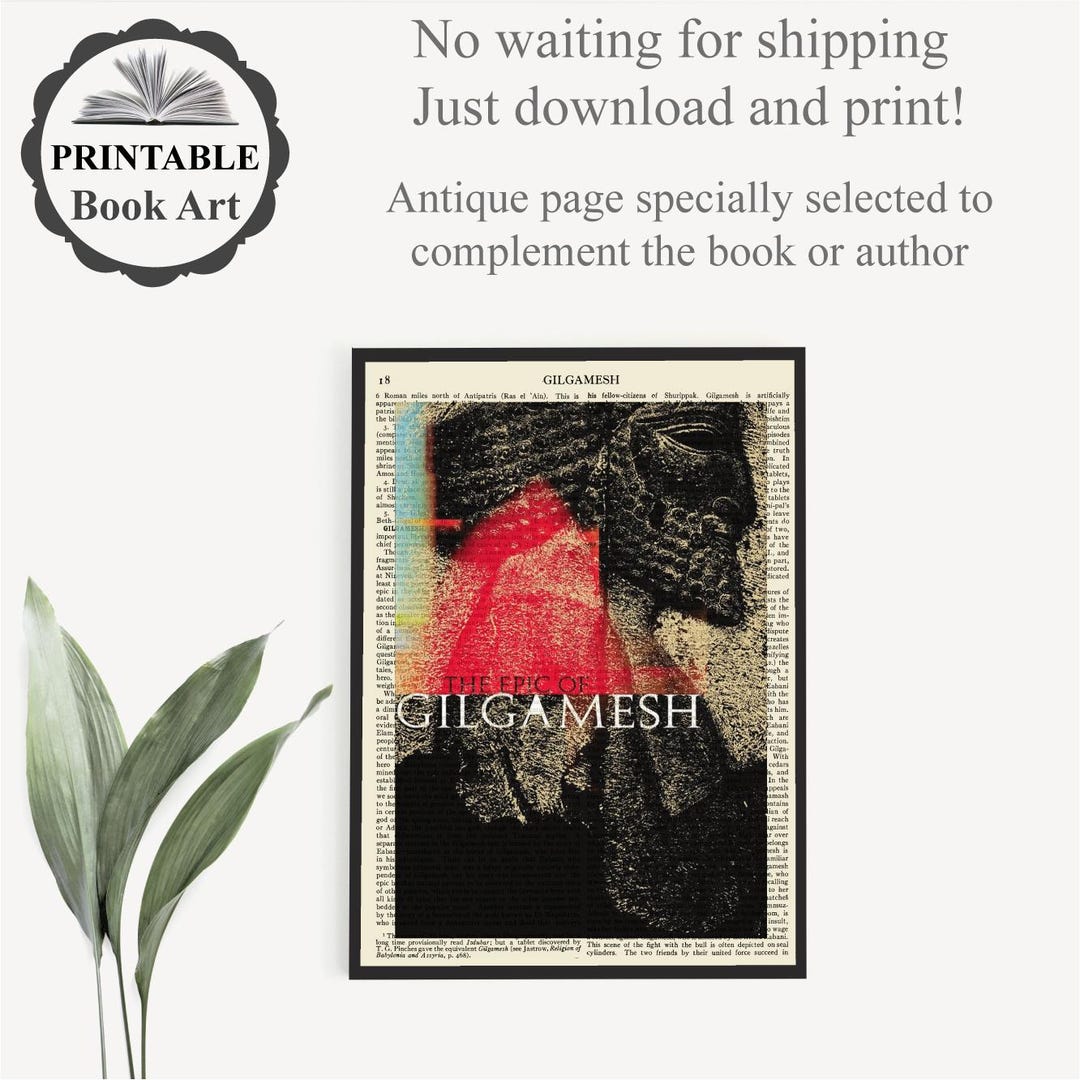 Printable 'the Epic of Gilgamesh' Book Cover Poster Print on Vintage ...