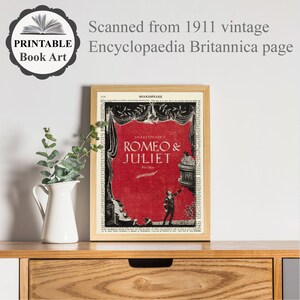 Printable Romeo and Juliet Play Book Cover Art Print, Shakespeare Art ...