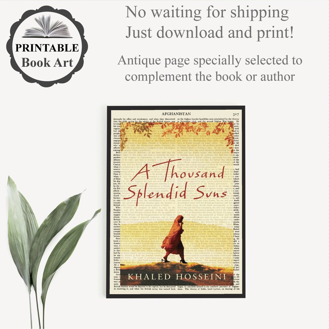 Printable Book Cover Poster of 'A Thousand Splendid Suns' by Kahled ...