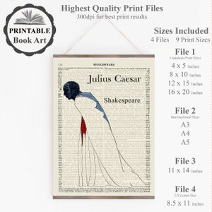 Printable 'julius Caesar' Play Book Cover Print, Shakespeare Art Gift ...
