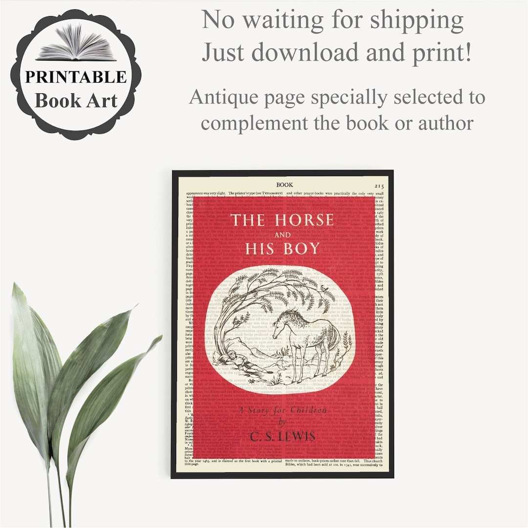 Printable 'the Horse and His Boy' Book Cover Print on Vintage Page, C S ...
