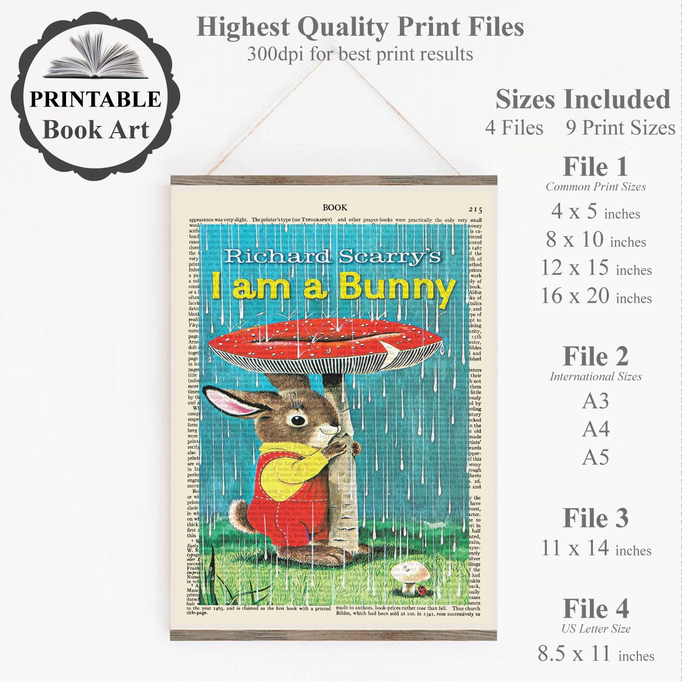 Printable 'I Am a Bunny' Book Cover Print on Old Page | Etsy