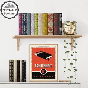 Fahrenheit 451 Printable Poster, Book Cover Art Print by Ray Bradbury ...
