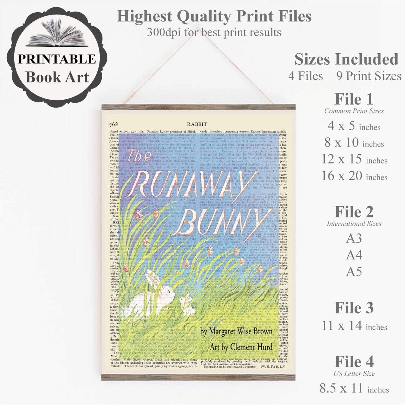 Printable 'the Runaway Bunny' Book Cover Print on Old | Etsy