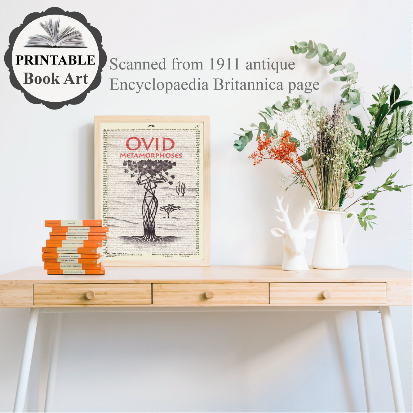Printable 'metamorphoses' Art Print, Ovid Book Cover Wall Art, Classic ...