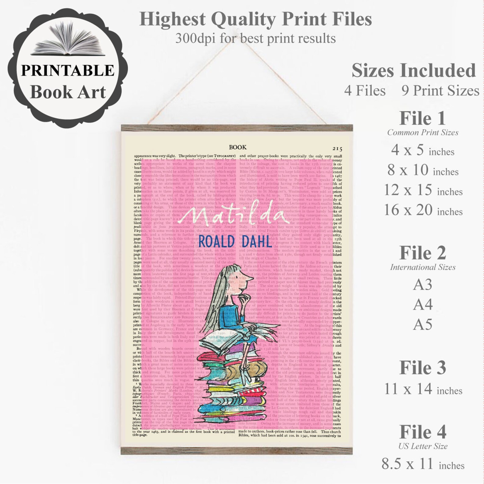 Printable 'matilda' Book Poster Print on Old - Etsy