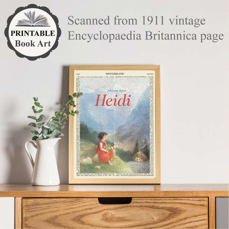 Printable 'heidi' Book Cover Art Print on Antique | Etsy