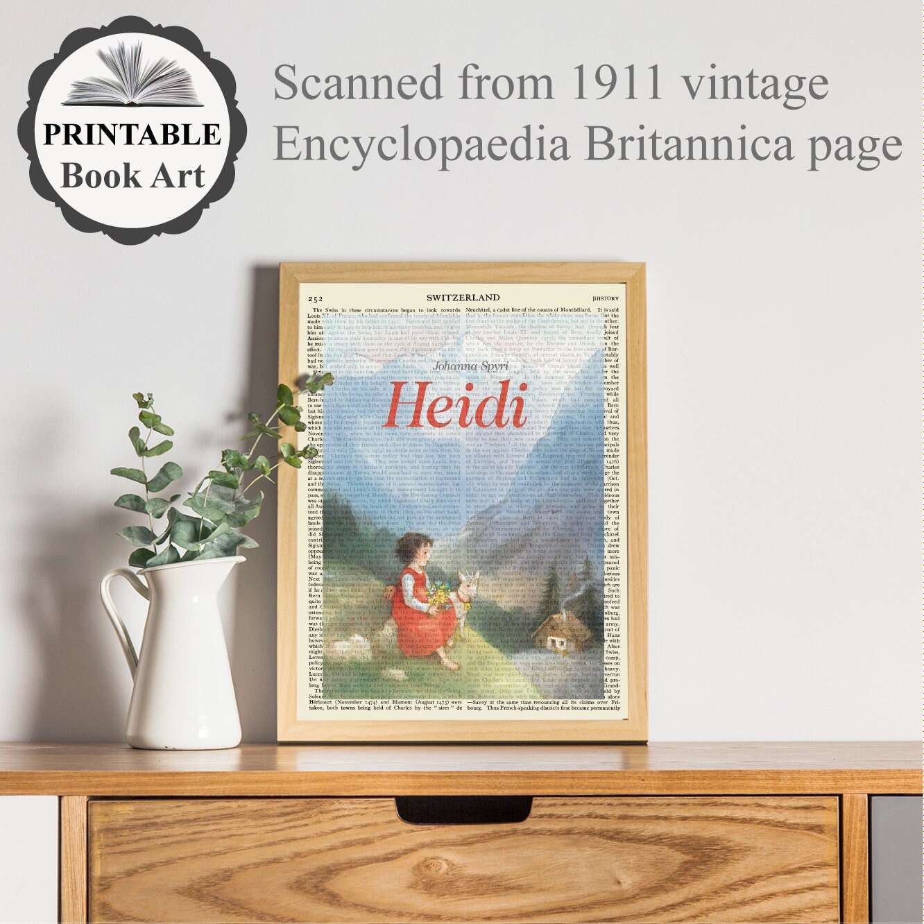 Printable 'heidi' Book Cover Art Print on Antique - Etsy