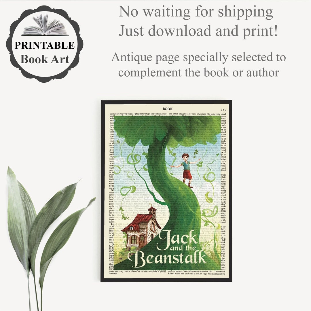 Printable 'jack and the Beanstalk' Book Cover Art Print, Kids Playroom ...