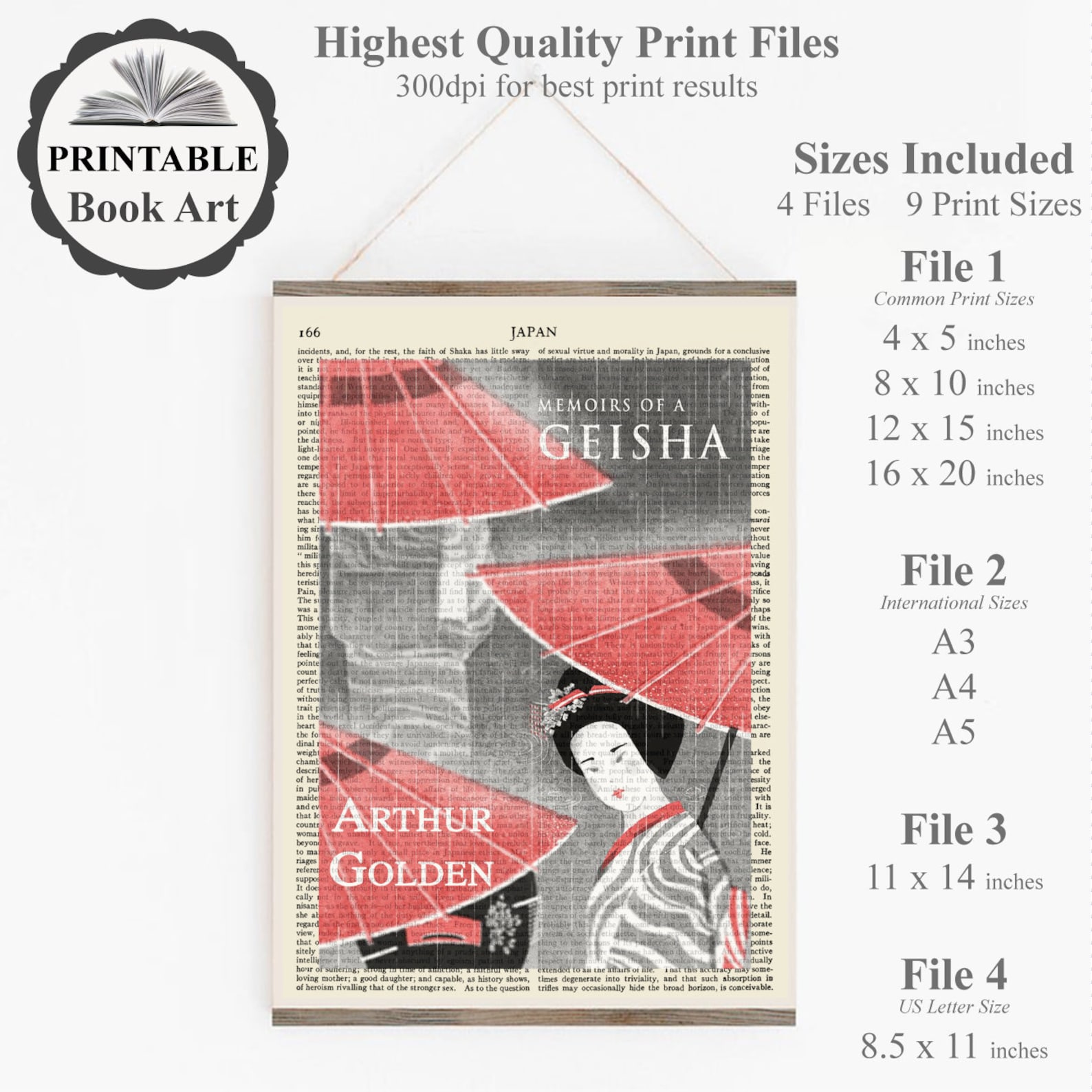 Printable 'memoirs of a Geisha' Book Cover Art Poster - Etsy
