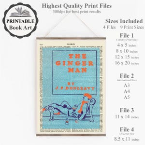 Printable 'the Ginger Man' Book Cover Art on Vintage Page, Bookish ...