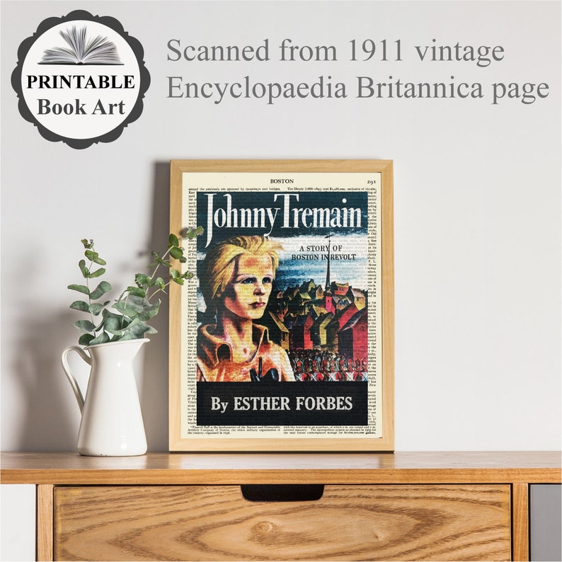 Printable 'johnny Tremain' Book Cover Wall Art Print, Boston Literary ...