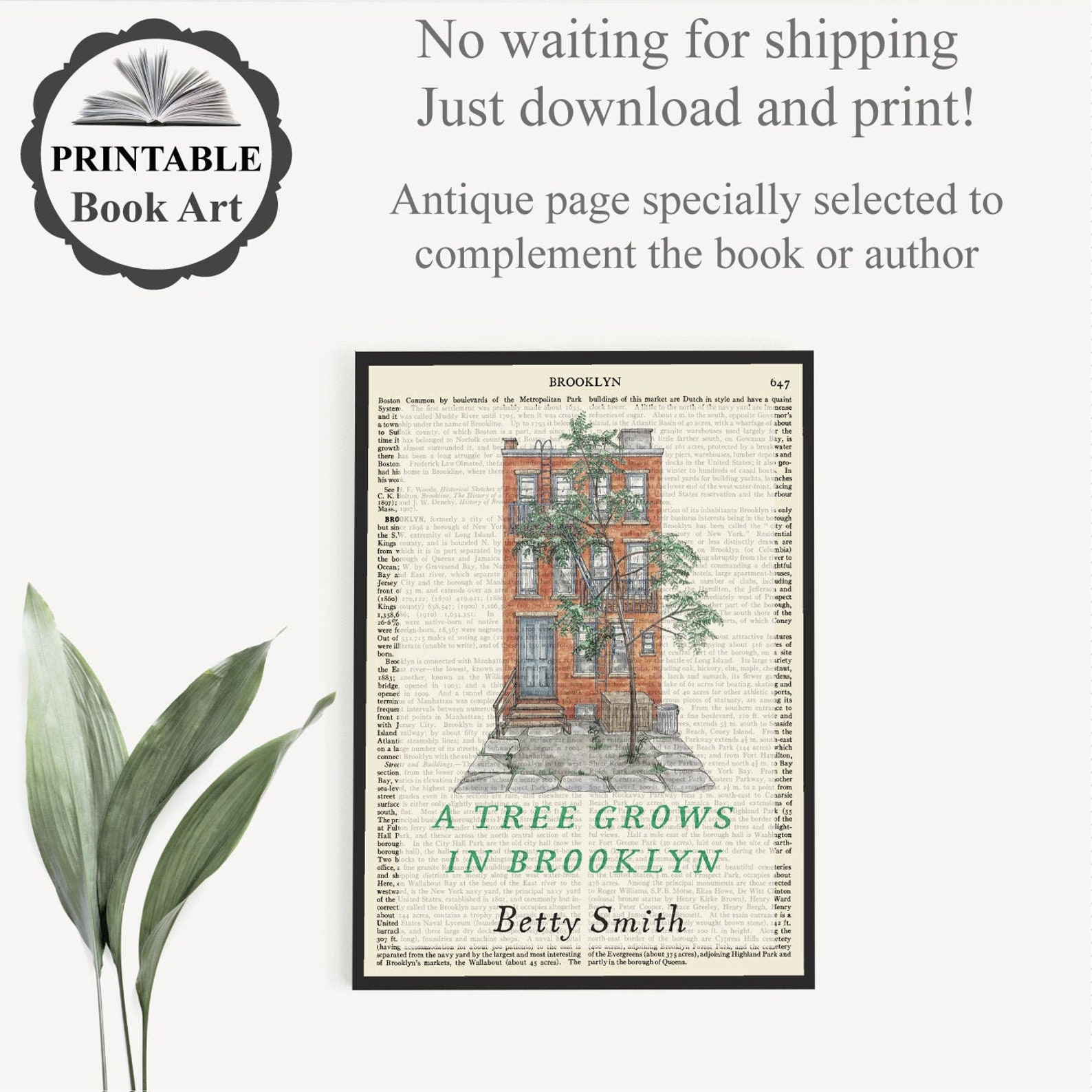Printable Book Cover Art of A Tree Grows in Brooklyn on | Etsy