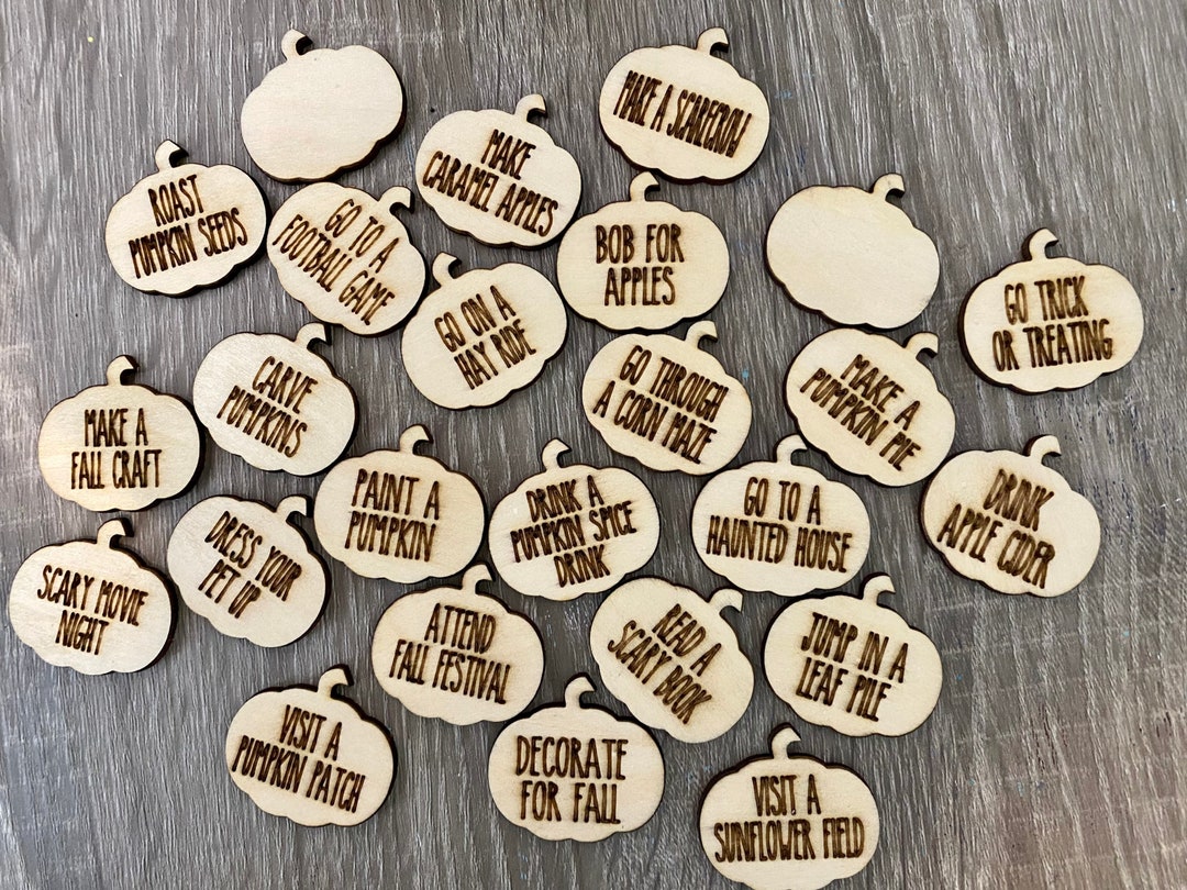 Wood Fall Token Jar Fall Bucket List Wooden Fall Tokens - Etsy