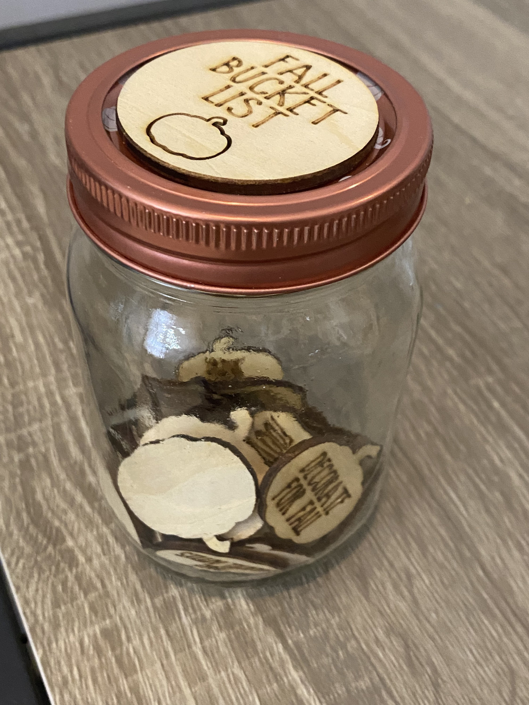 Wood Fall Token Jar Fall Bucket List Wooden Fall Tokens - Etsy