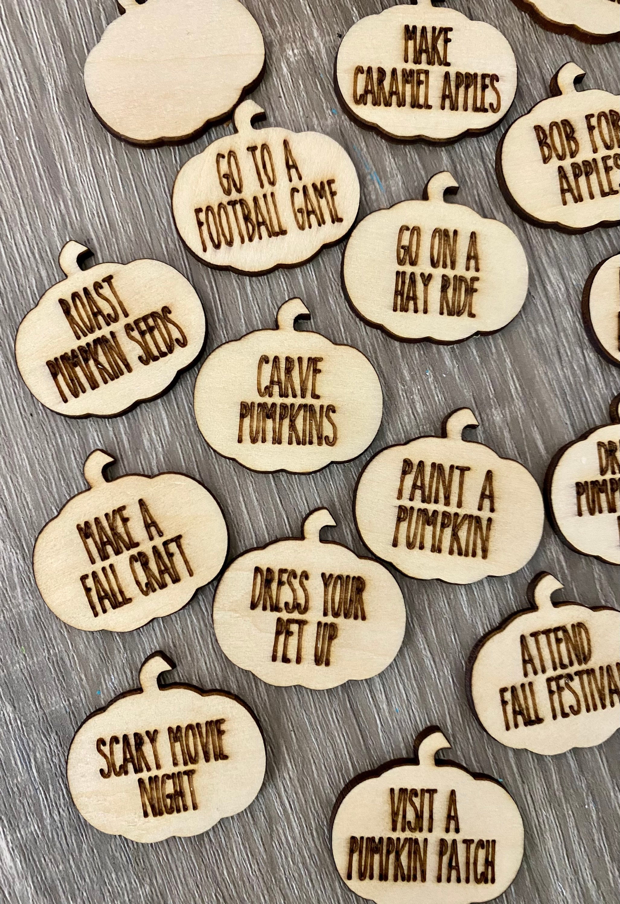 Wood Fall Token Jar Fall Bucket List Wooden Fall Tokens - Etsy