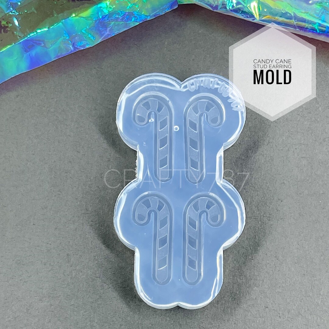 Candy Cane Stud Earring Silicone Mold, Christmas Resin Jewelry Mold, UV ...