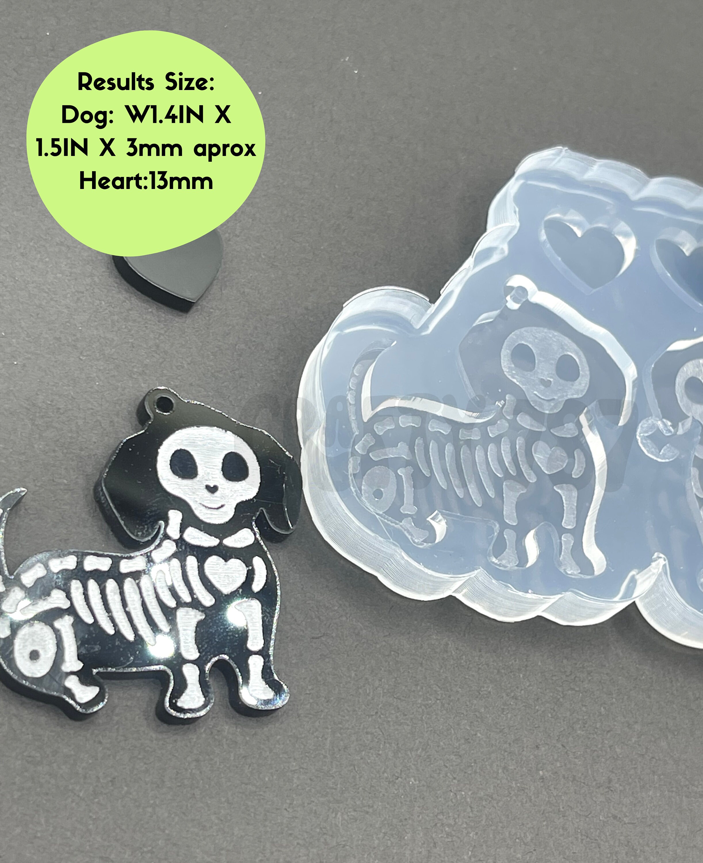 Dog Skeleton Dangle Earring Silicone Mold, Resin Jewelry Mold, Spooky ...