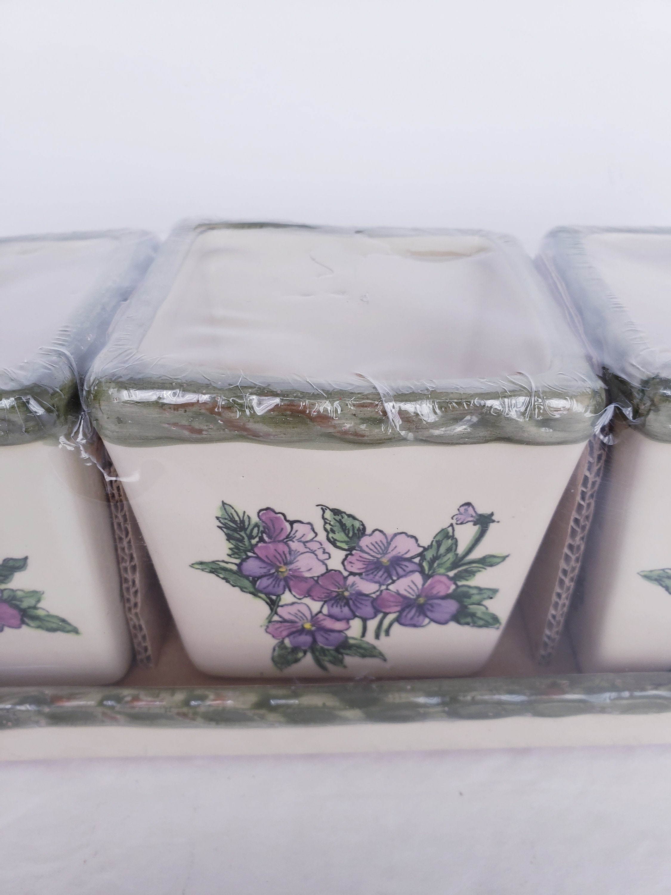 Pacific Rim Hand Painted Decorative Planters and Tray Set 4 | Etsy