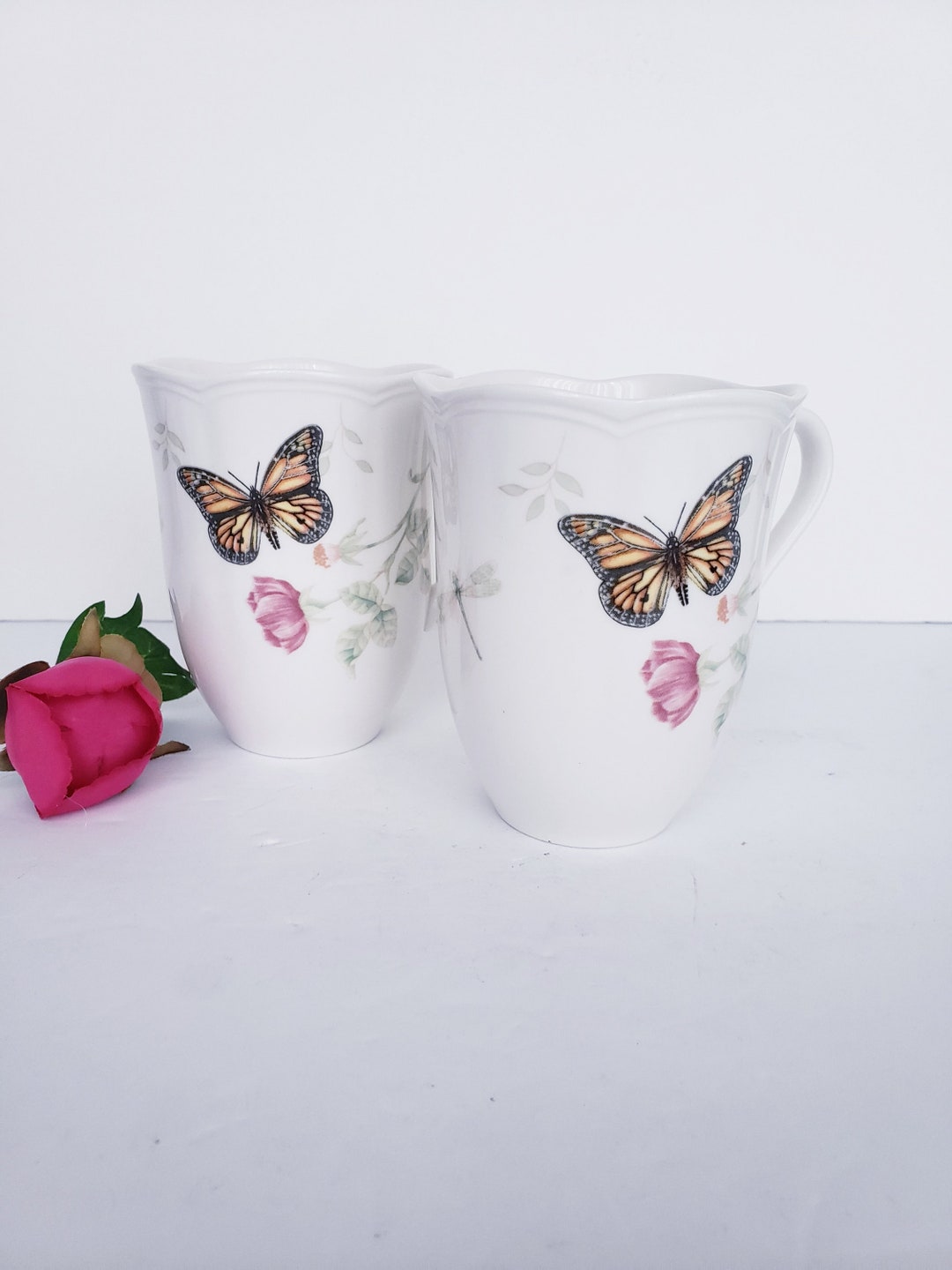 Set of 2 Lenox Butterfly Meadow Monarch Mugs, Louise De Luyer ...