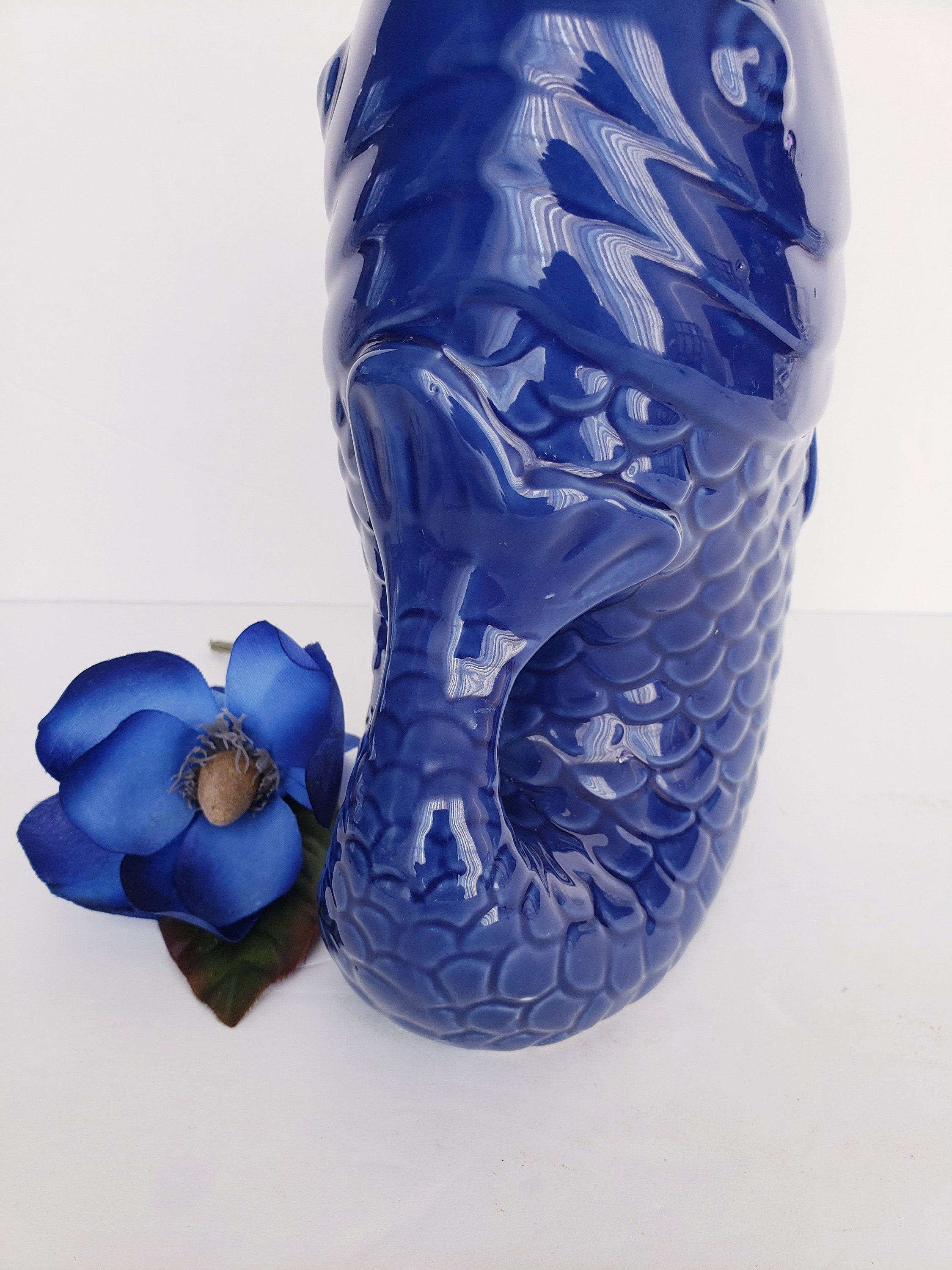Cobalt Blue Glug Big Fish Jug/vase - Etsy
