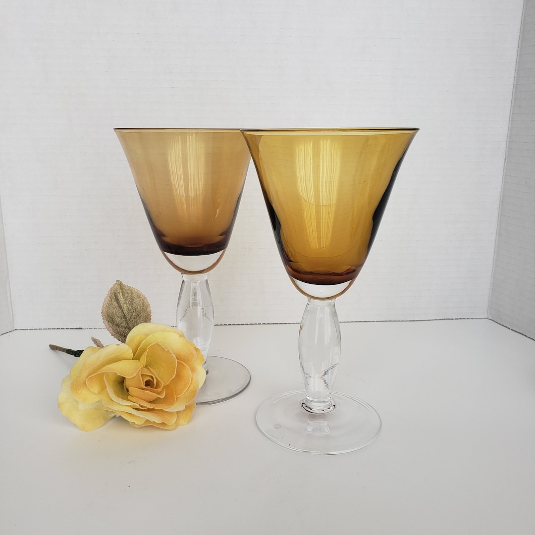 Set of 2 Southern Living at Home Arlington Amber Water Goblets - Etsy
