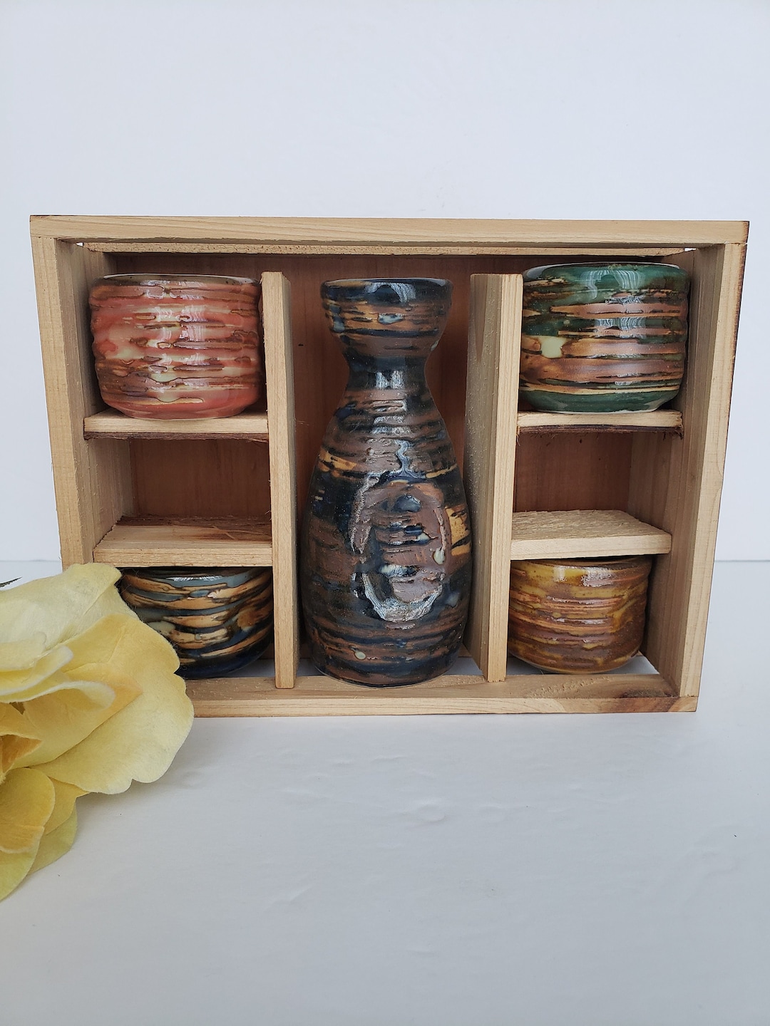 Tougei Ceramic Japanese Saki Set 5 Piece Set - Etsy