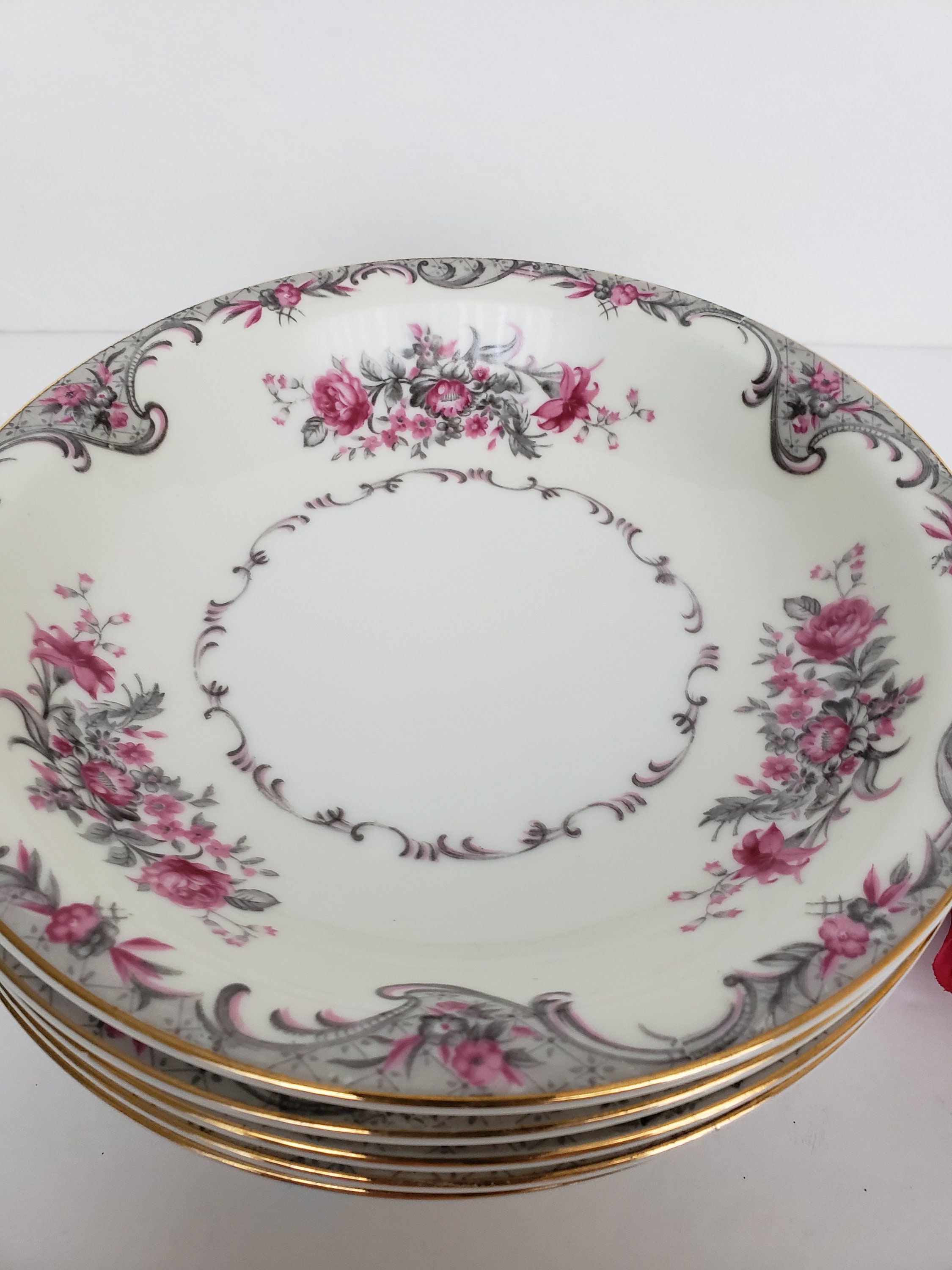 Set of 5 Vintage Grace China Corsage Rim Soup Bowls Gray - Etsy.de